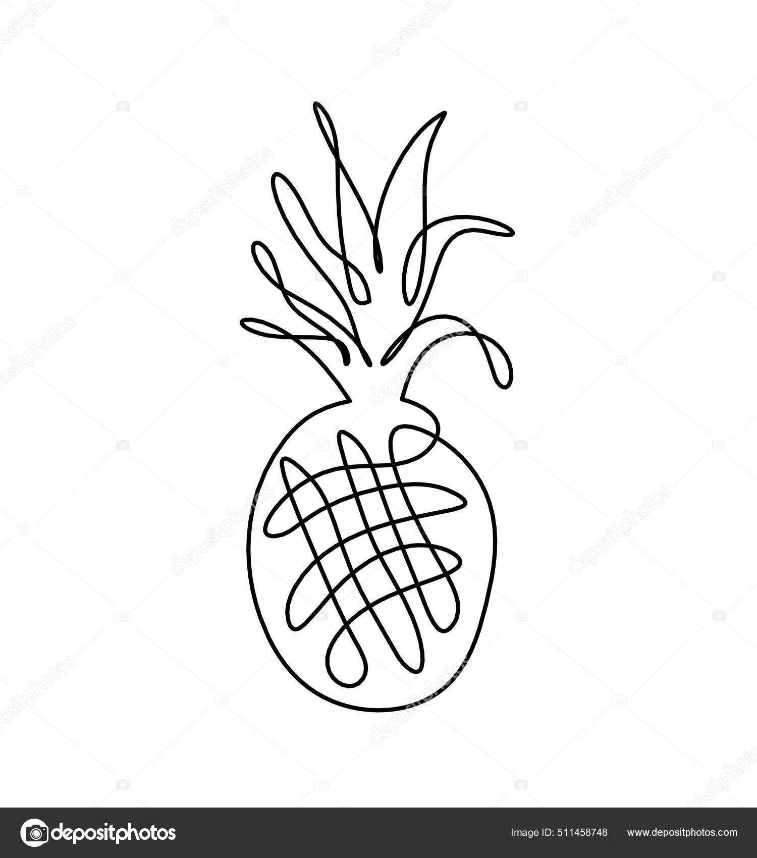 Drawing Line Pineapple White Background Stock Vector by ©sun_tiger ...