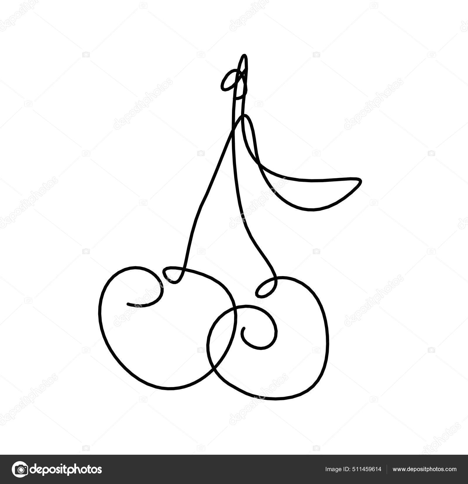 Drawing Line Cherry White Background Stock Vector by ©sun_tiger 511459614