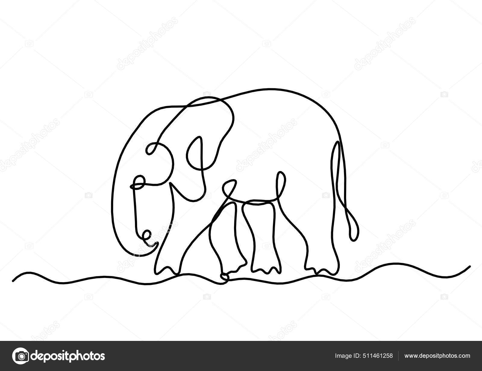 Silhouette Abstract Elephant Line Drawing White Stock Vector by ©sun ...