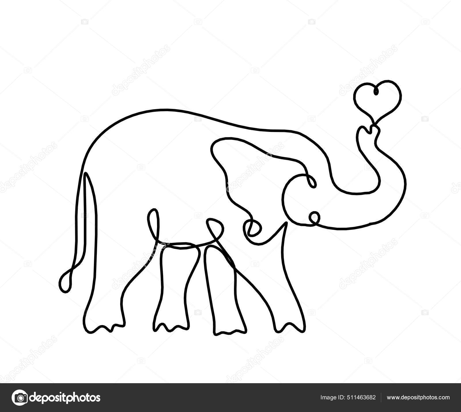 Baby Elephant Line Drawing
