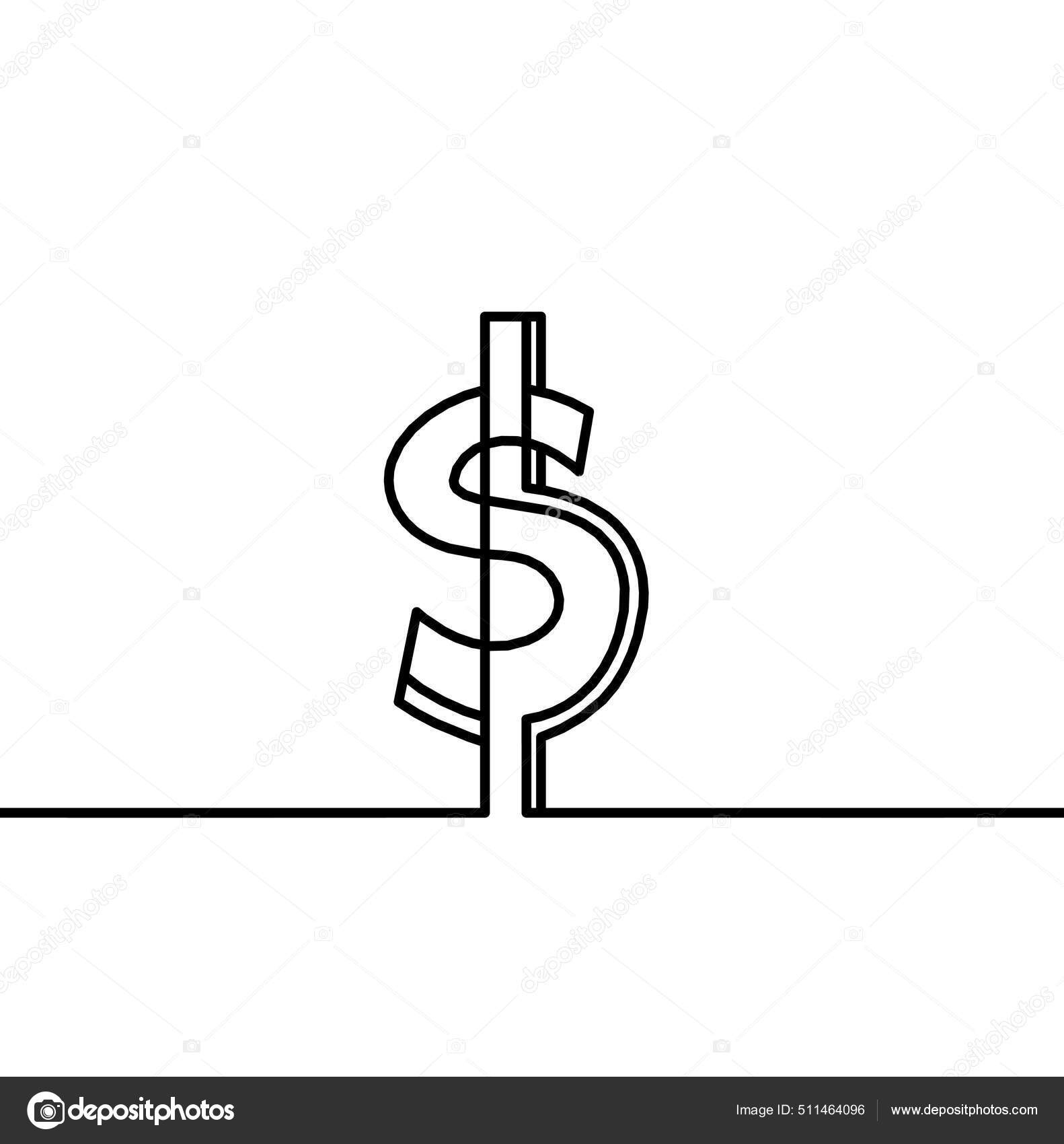 Abstract Continuous Lines Drawing Dollars White Background Stock Vector ...