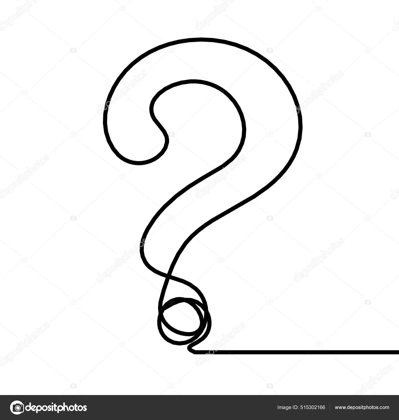 Abstract Question Mark Continuous Lines Drawing White Background Stock ...
