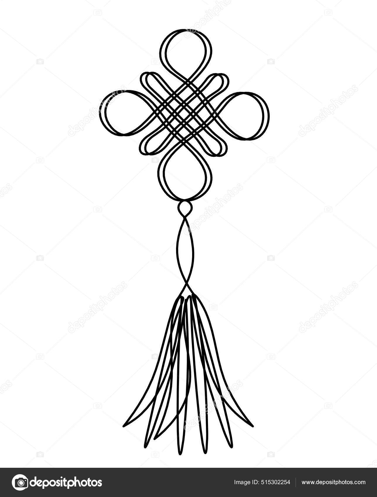 Sign Endless Auspicious Knot Line Drawing White Background Stock Vector ...