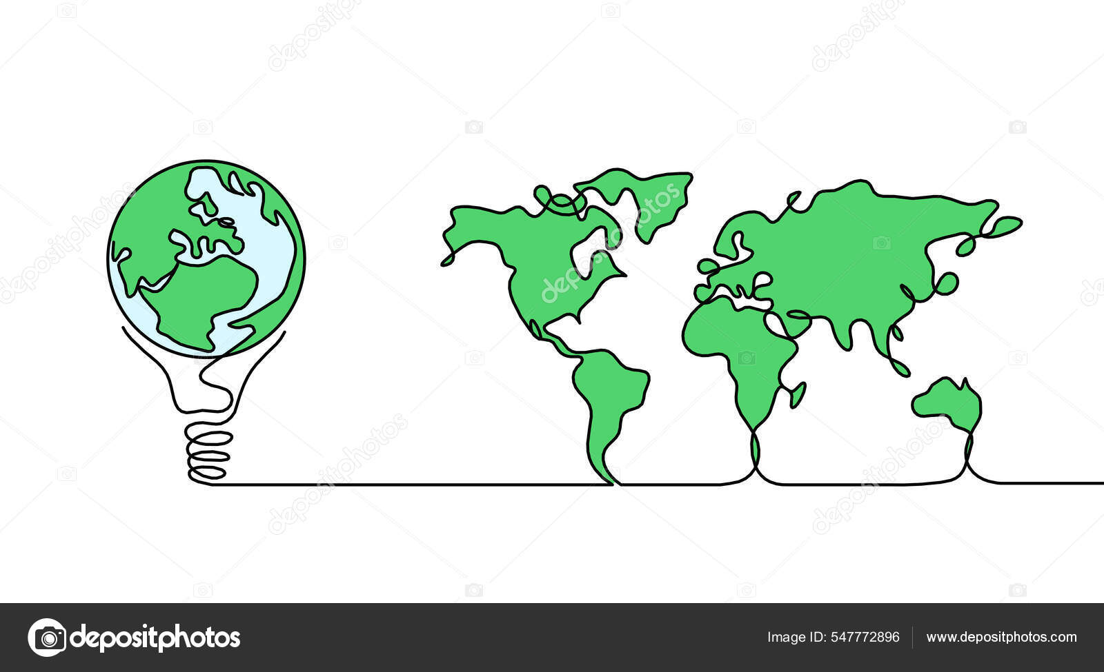 Color Map Planet Earth Line Drawing White Background Stock Vector Image ...