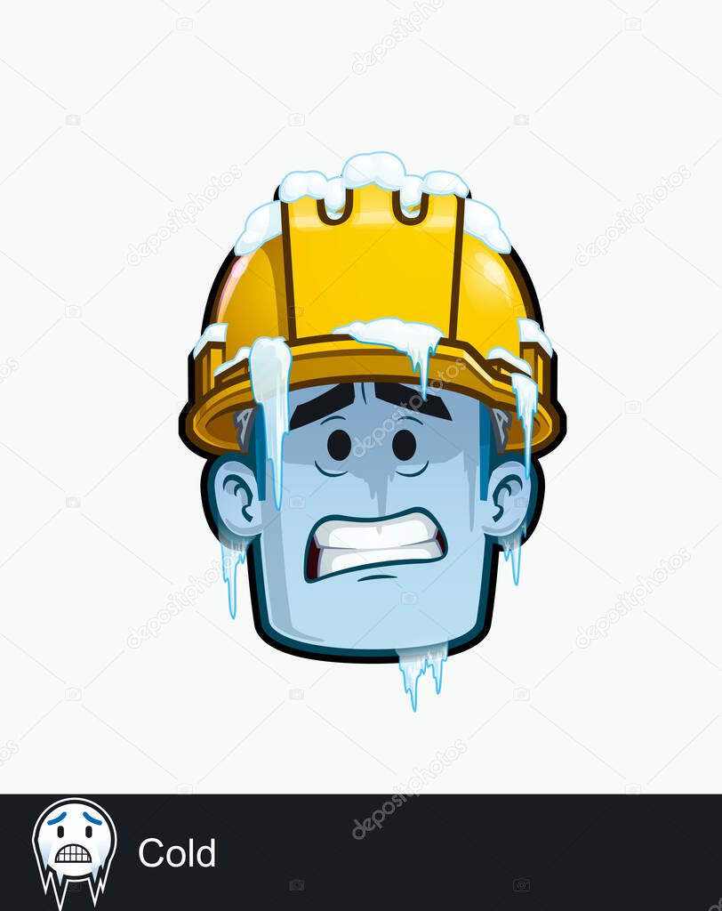 Icono de una cara de trabajador de la construcción con frío ...