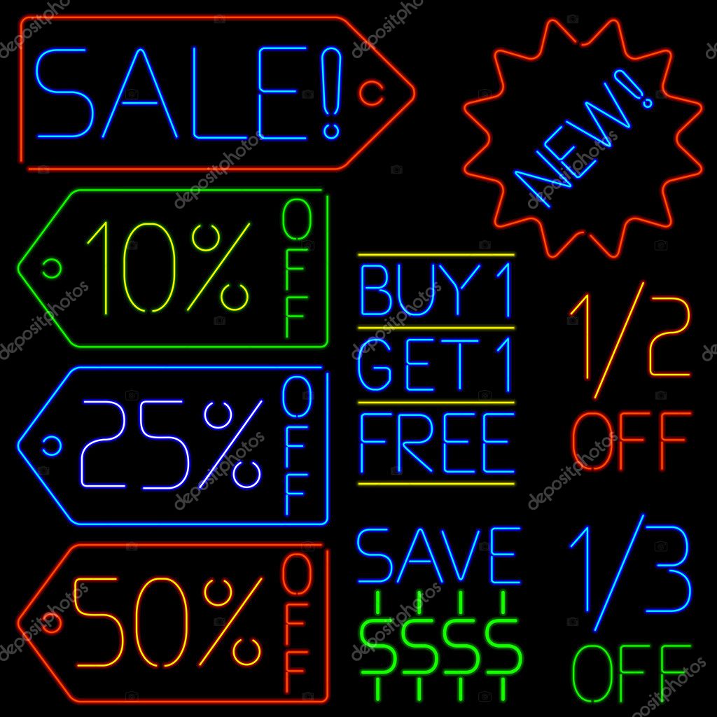 Neon sale signs Stock Vector Image by ©bigldesign #12633175