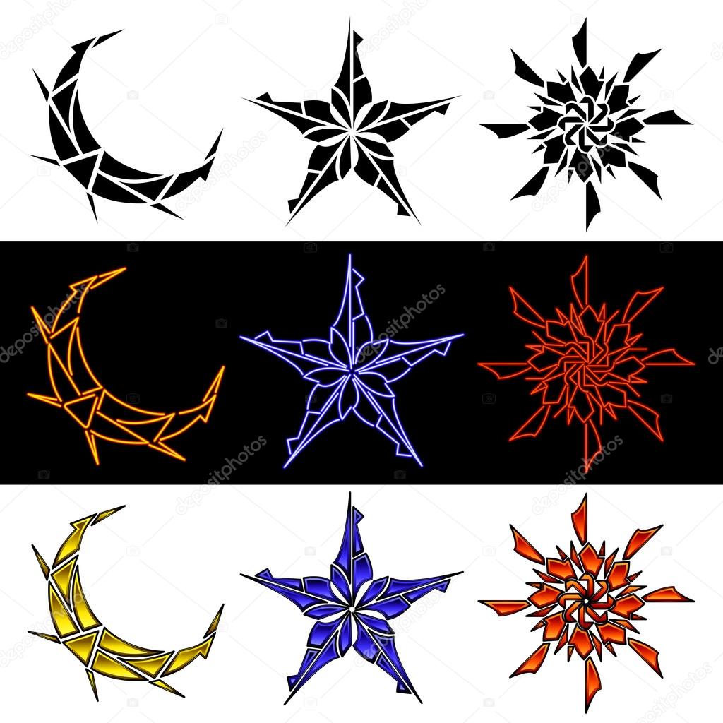 Celestial Designs In Three Styles Stock Vector Image by ©bigldesign ...