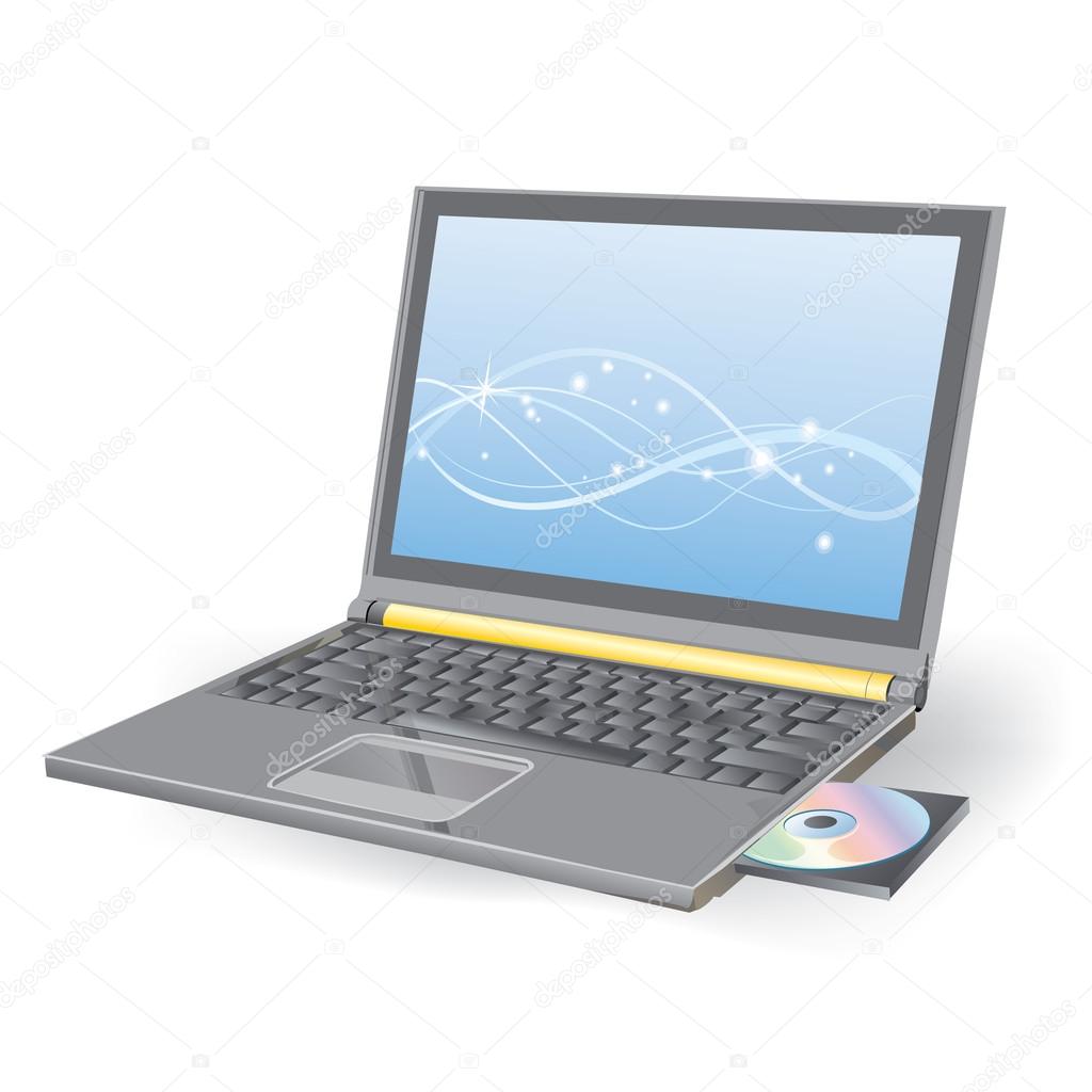 Optical disc drive on a modern laptop computer. Stock Vector Image by ...
