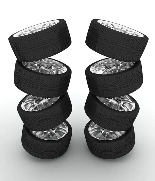 Stack of car wheels Stock Photos, Royalty Free Stack of car wheels ...