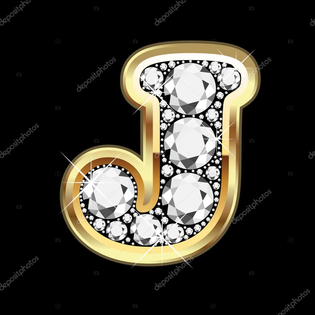 J gold and diamonds bling — Stock Vector © Glopphy #12382611