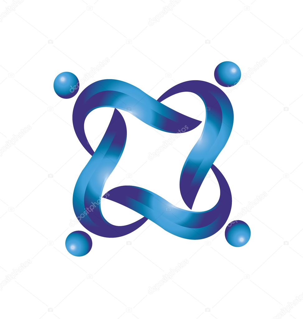 Blue teamwork logo vector — Stock Vector © Glopphy #15049427