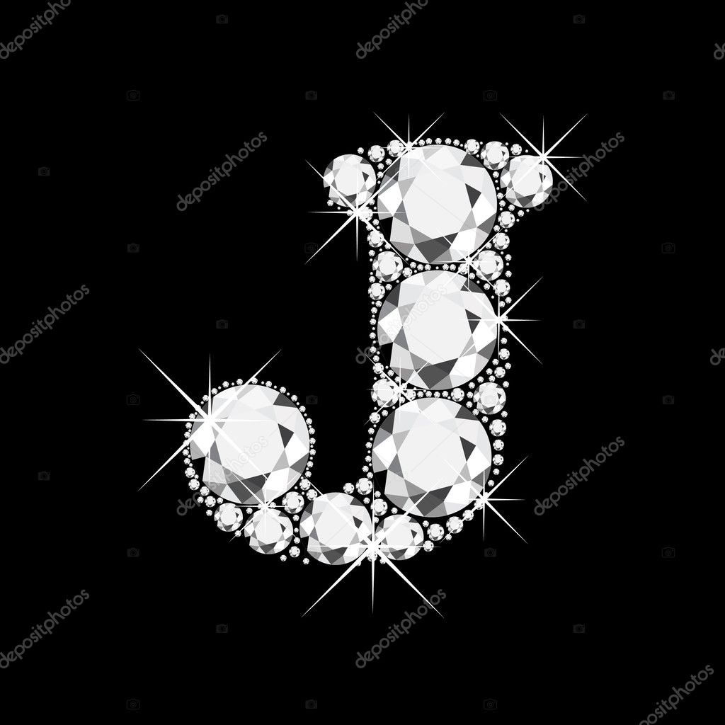 Letter J with diamonds bling bling Stock Vector by ©Glopphy 34109571