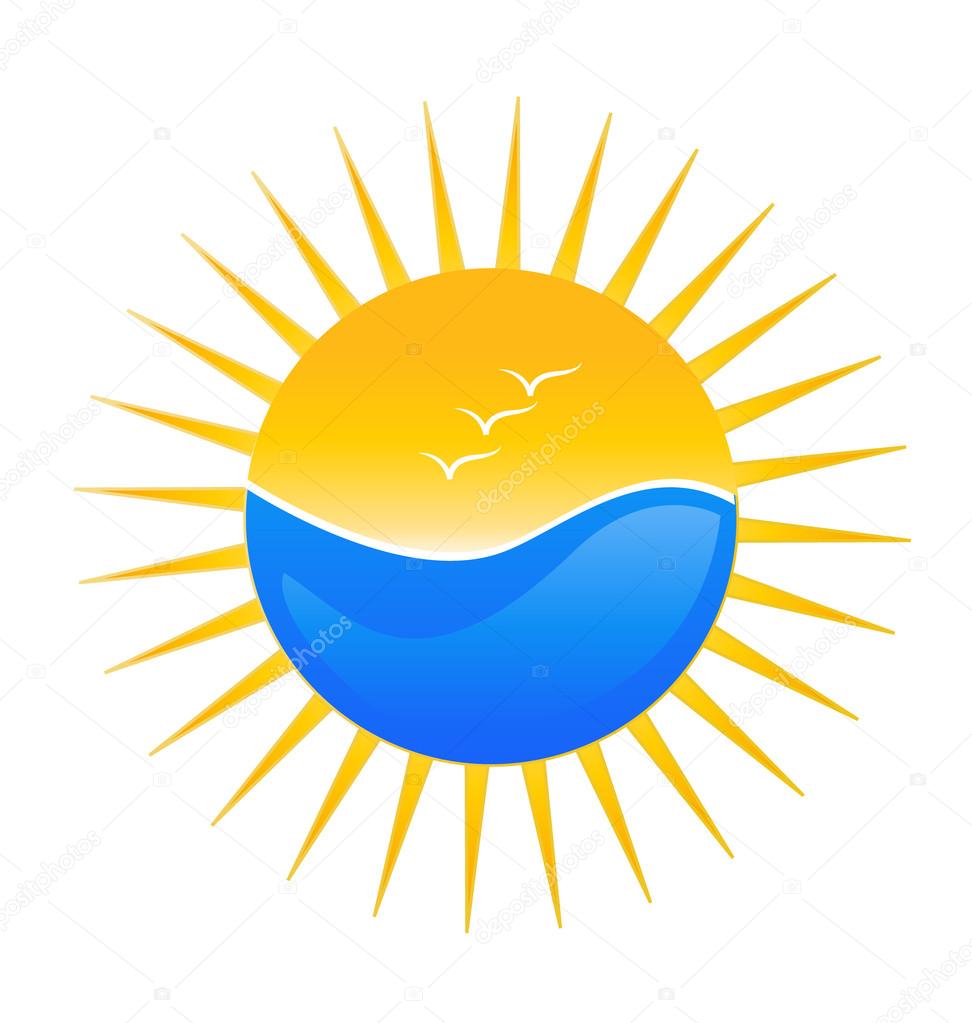 Logotipo de sol y playa — Archivo Imágenes Vectoriales #44053405