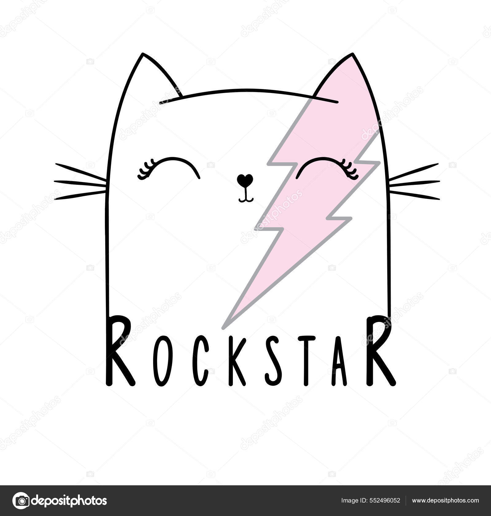 Rock Star Cat Smile White Background Stock Vector by ©StudioLondon ...