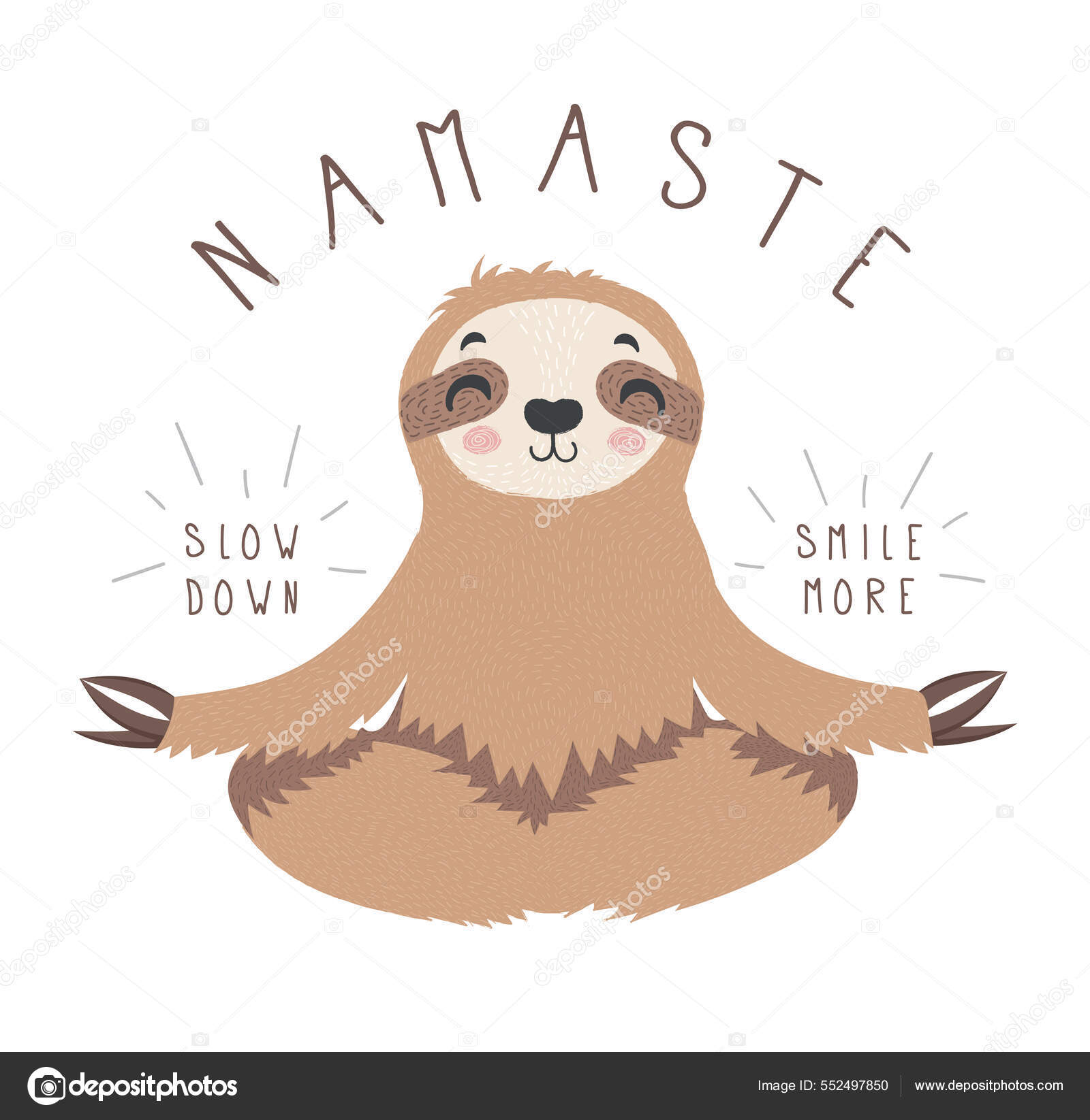 Cute Sloth Meditating Lotus Pose Vector Illustration Stock Vector Image ...