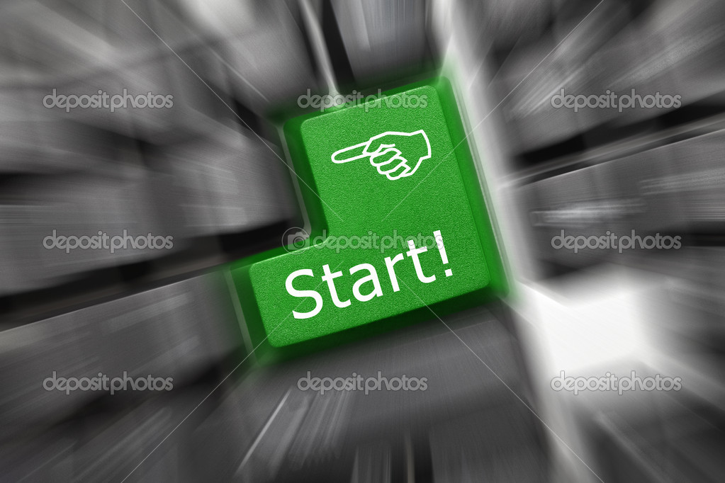 Teclado conceptual - Inicio (tecla verde). Efecto zoom: fotografía de ...