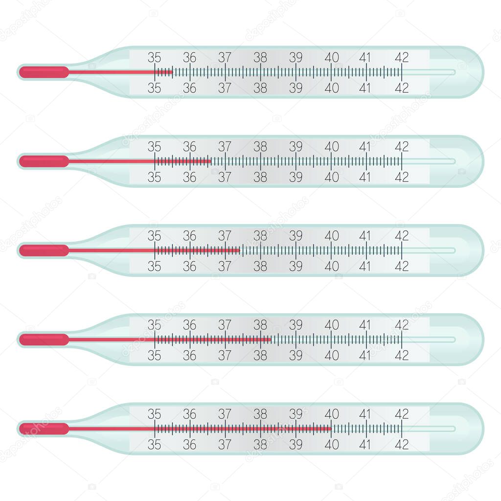 Termómetros de mercurio de vidrio con diferentes medidas de temperatura ...