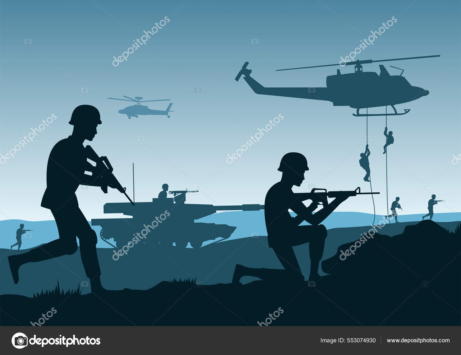 Antecedentes Guerra Situación Batalla Lista Para Atacar Vector de stock ...