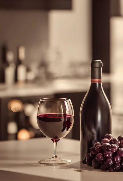 Glasses and bottles with wine on the table. Wine drinking concept ...