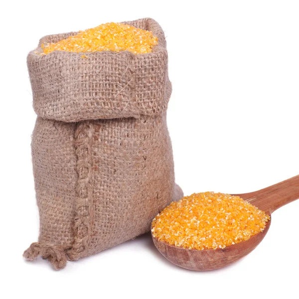 Sacks of grain and corn groats isolated on a white background — Stock ...