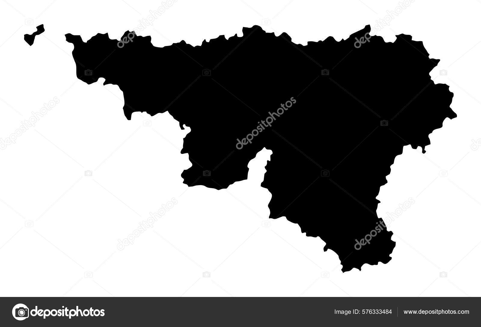 Wallonia Region Silhouette Map Isolated White Background Belgium Stock ...
