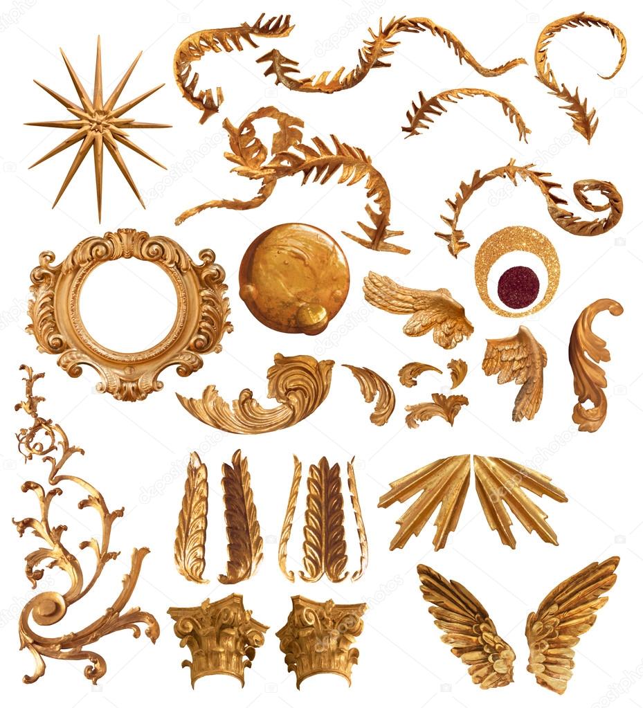 Feather Forms Collection in Gold — Stock Photo © designnatures #34123875