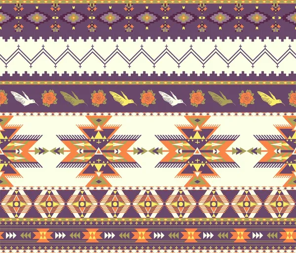 Seamless colorful aztec pattern with birds, flowers and arrow Stock ...