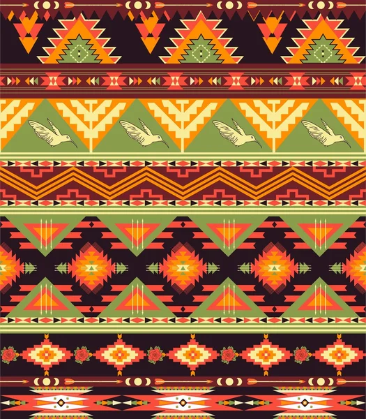 Seamless colorful aztec pattern with birds, flowers and arrow Stock ...