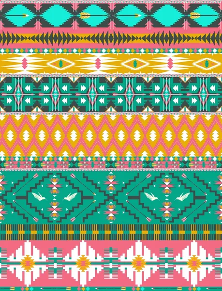 Seamless colorful aztec pattern with birds, flowers and arrow Stock ...