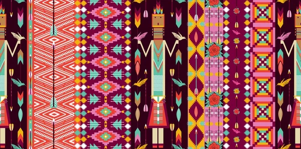 Aztecs seamless pattern on hot color — Stock Vector © to_mua_to #20040535