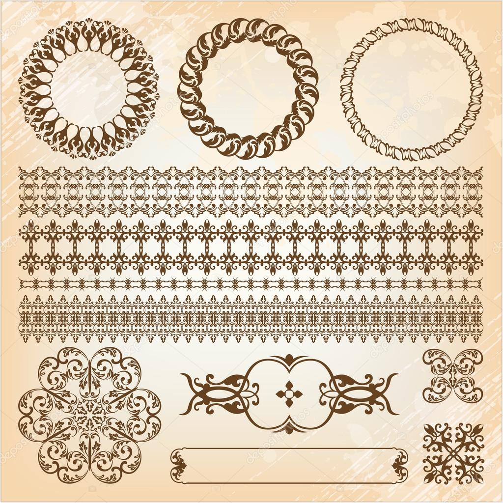 Collection of beautiful vintage elements for design — Stock Vector ...