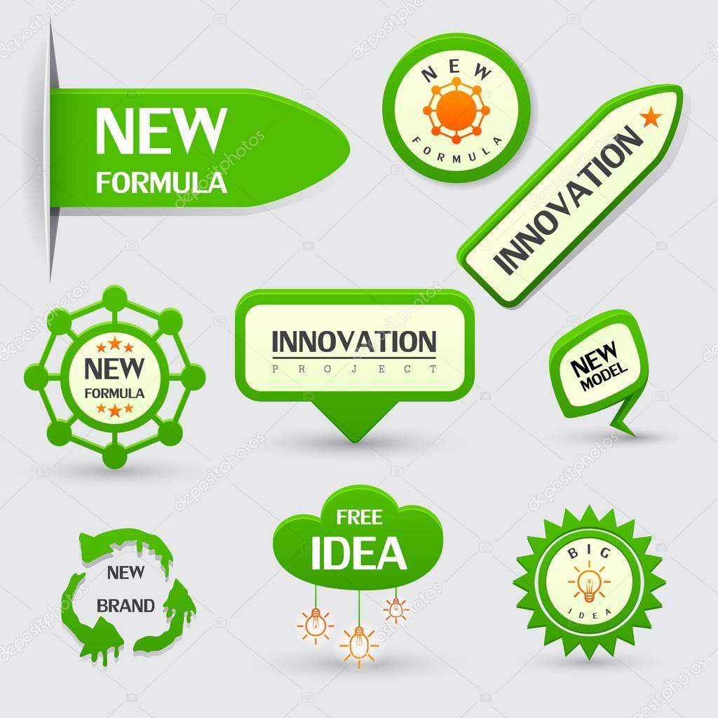 Set of green new formula labels Stock Vector by ©stockerteam 27934371