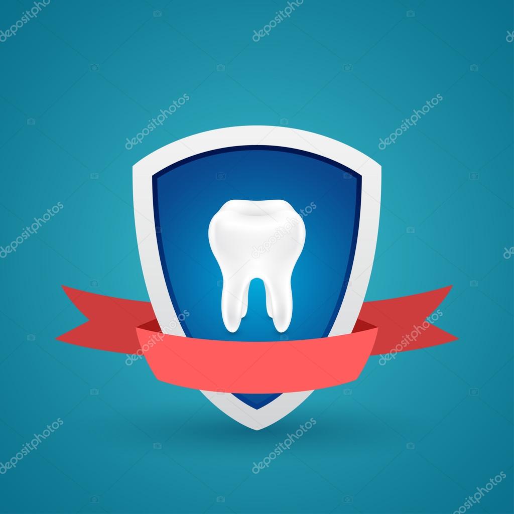 Tooth on the shield protected icon Stock Vector by ©stockerteam 43307237