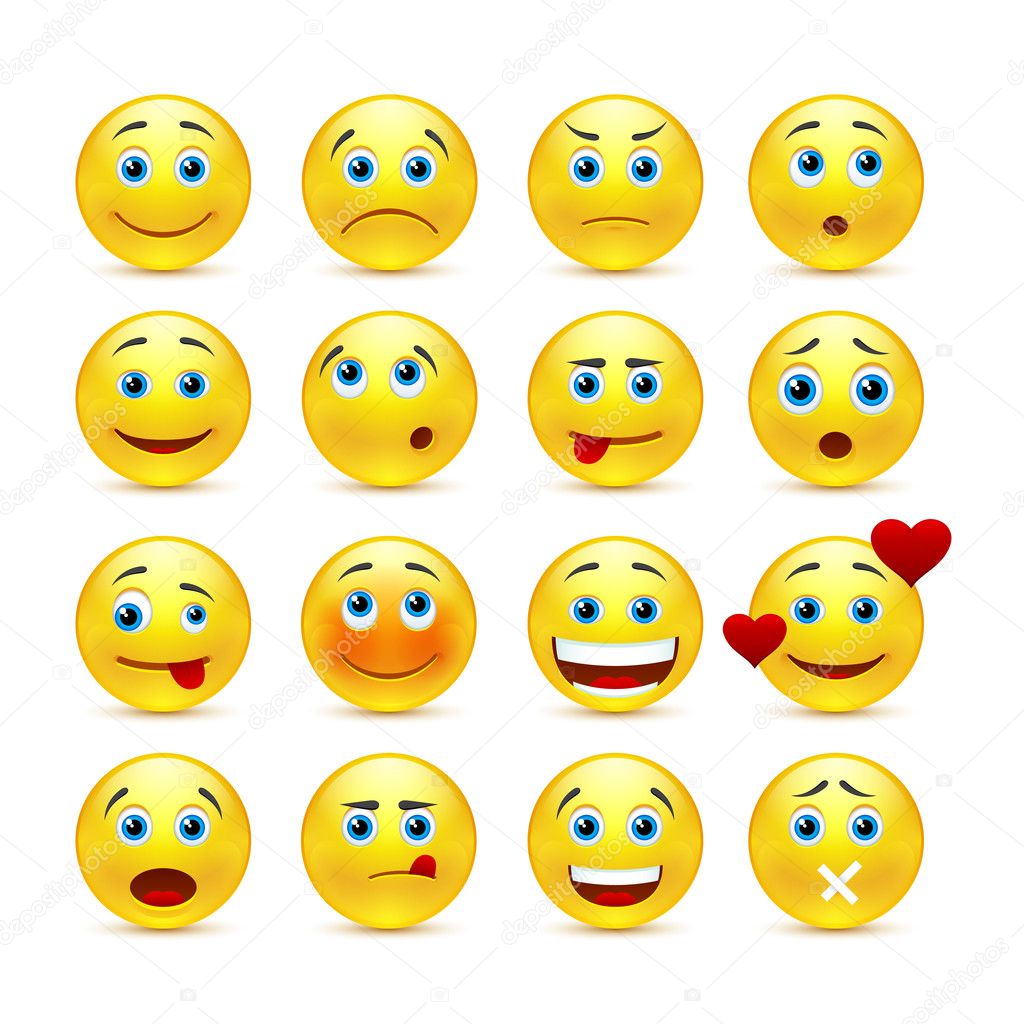 Colección de emoticones vector con diferentes emociones — Vector de ...