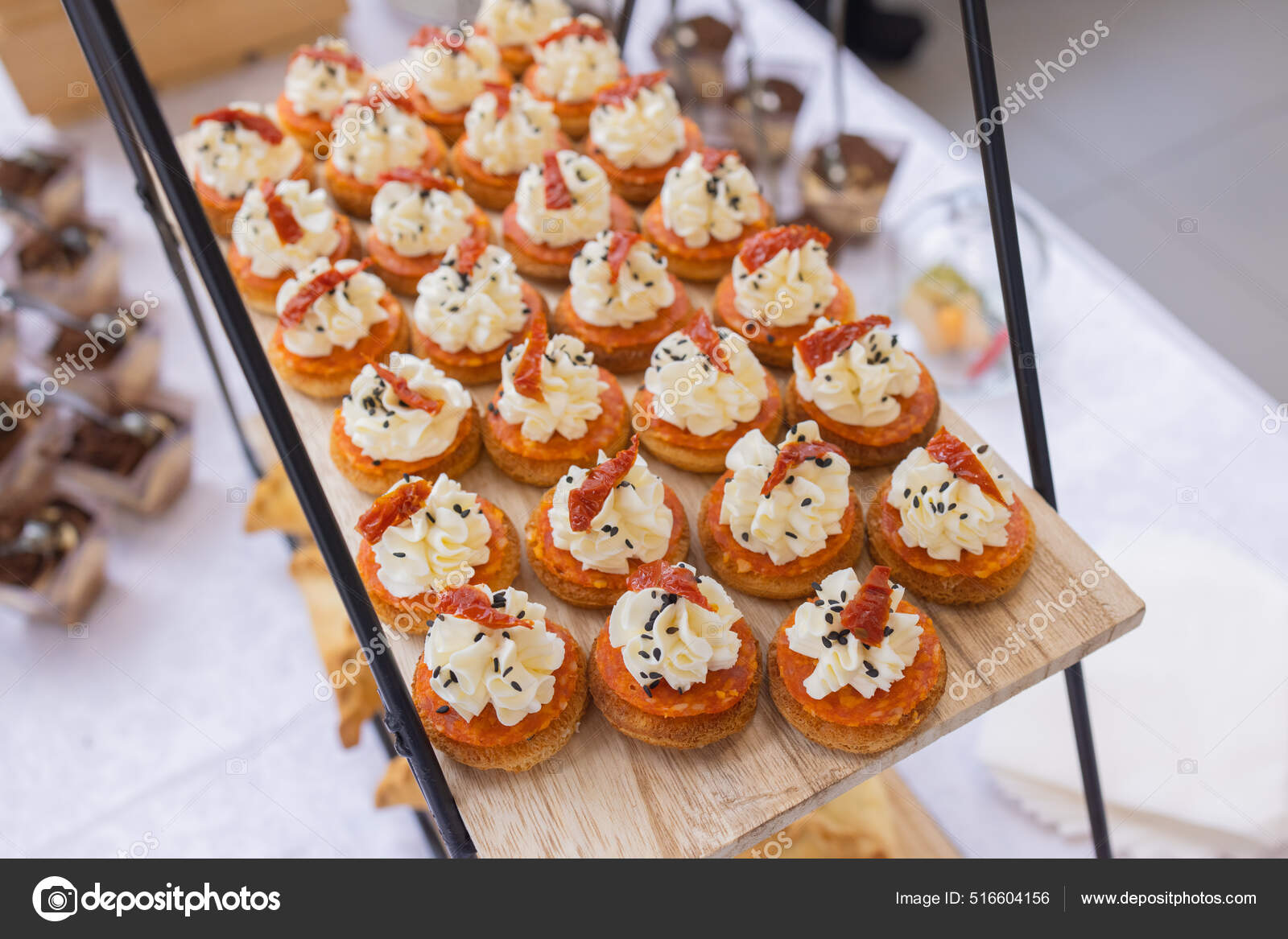 Different types of canapes on buffet table. — Stock Photo © vershinin ...
