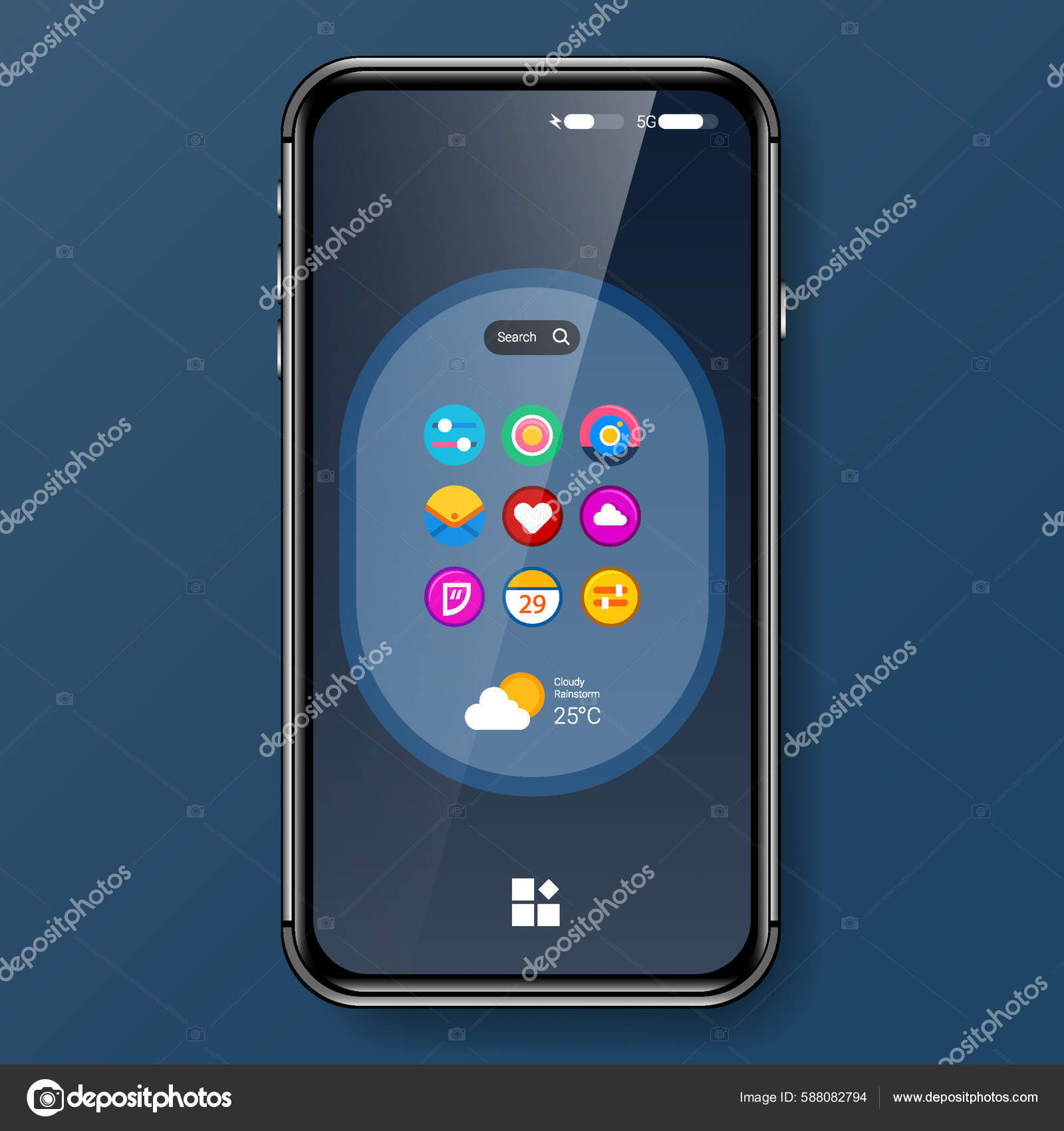 Mobile Apps Menu User Interface Realistic Smartphone Design Vector ...