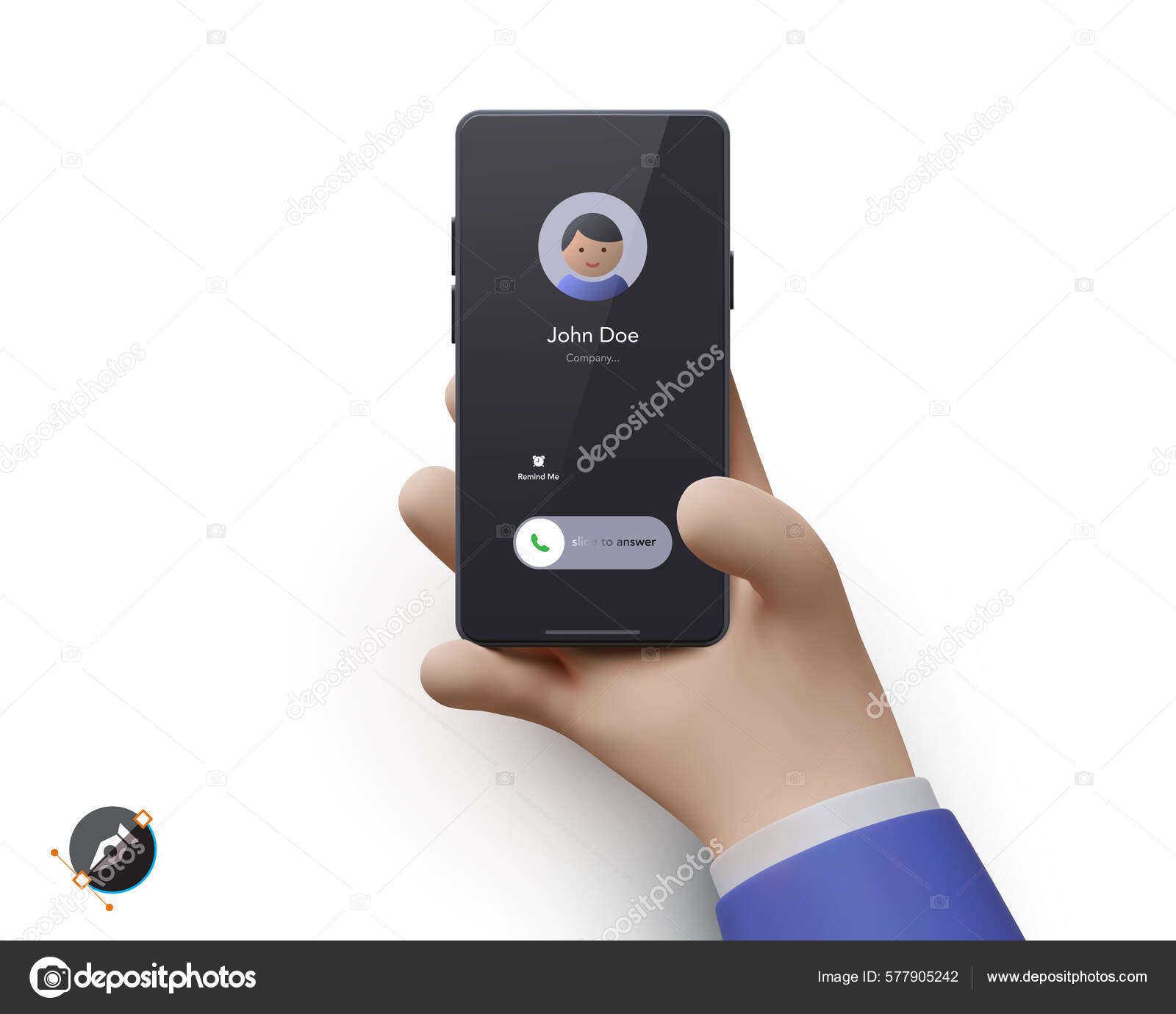 Phone Hand Shadow Isolated White Background Vector Illustration Stock ...