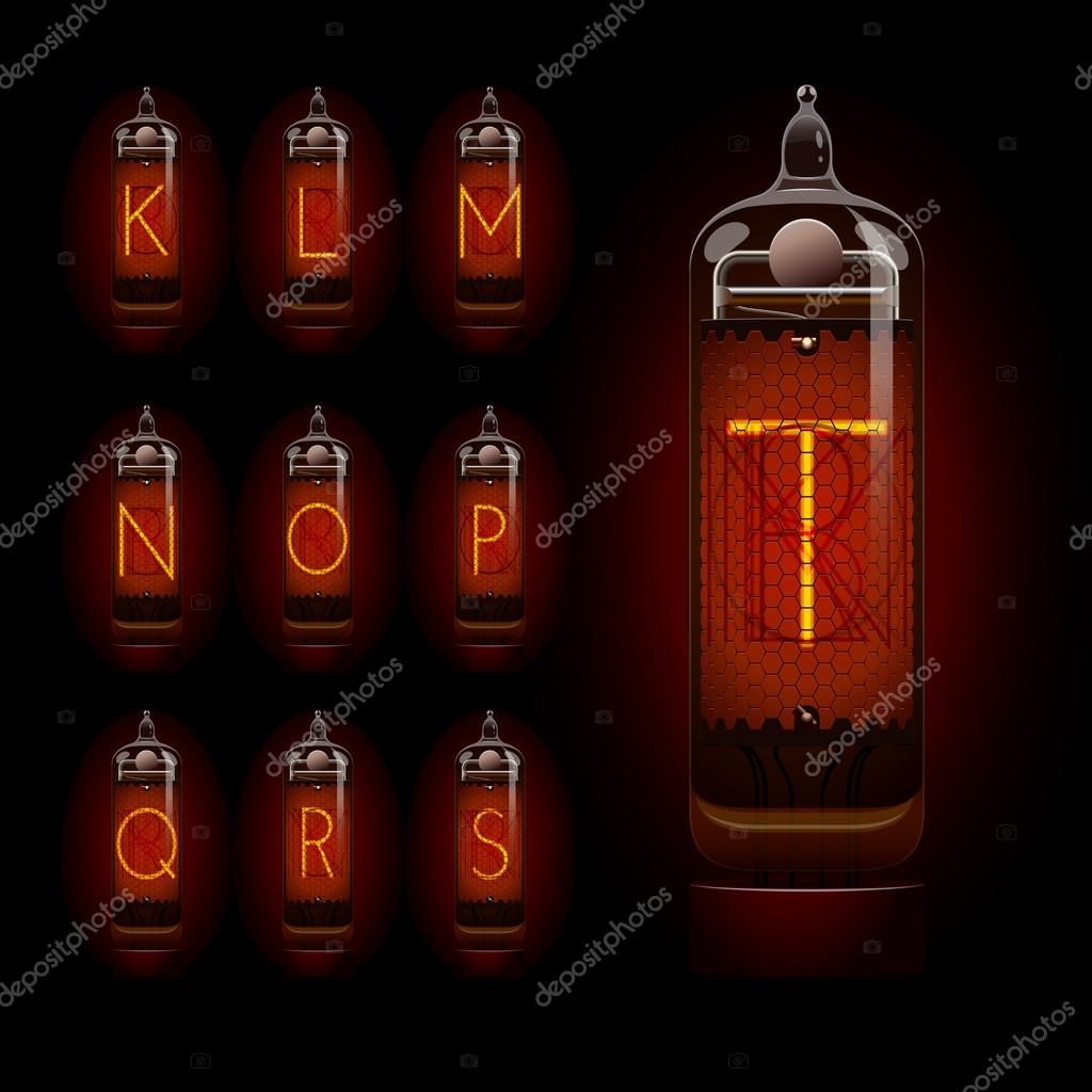 Alphabet tube Nixie k à t Vecteur par ©maxicam 42848093