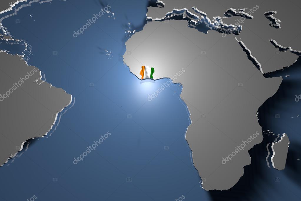 Costa de Marfil Mapa del país en el continente 2024