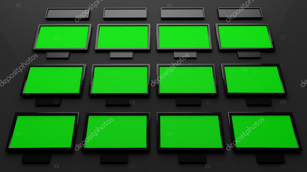 Studio Interior Green Sceen Displays Stock Photo by ©boscorelli 50509979