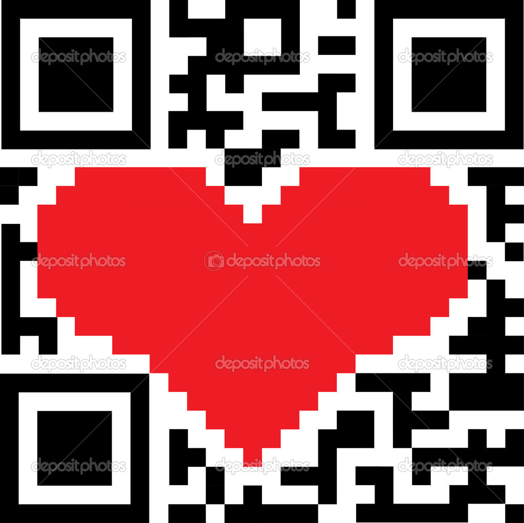 QR Code with heart Stock Vector by ©VLADGRIN 30545641