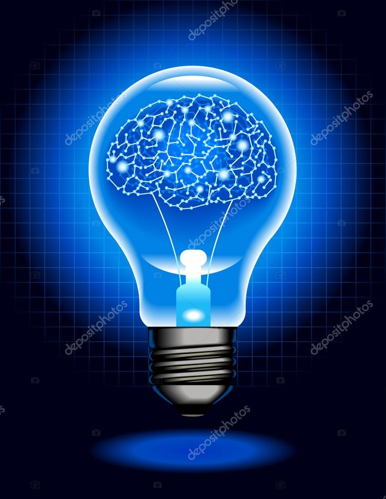 Shining lamp with Cyborg brain Stock Vector Image by ©VLADGRIN #30545751