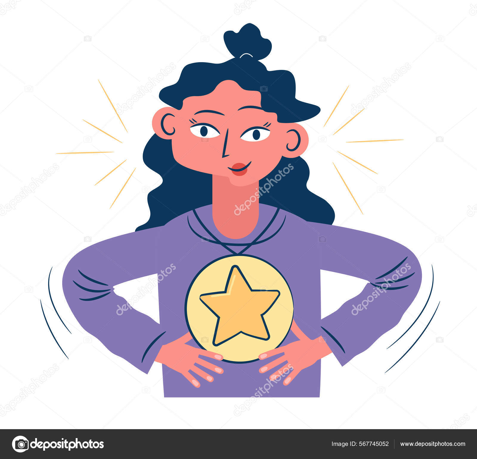 Cartoon Man Award Concept Achieving Goal Pride Achievement Stock Vector ...