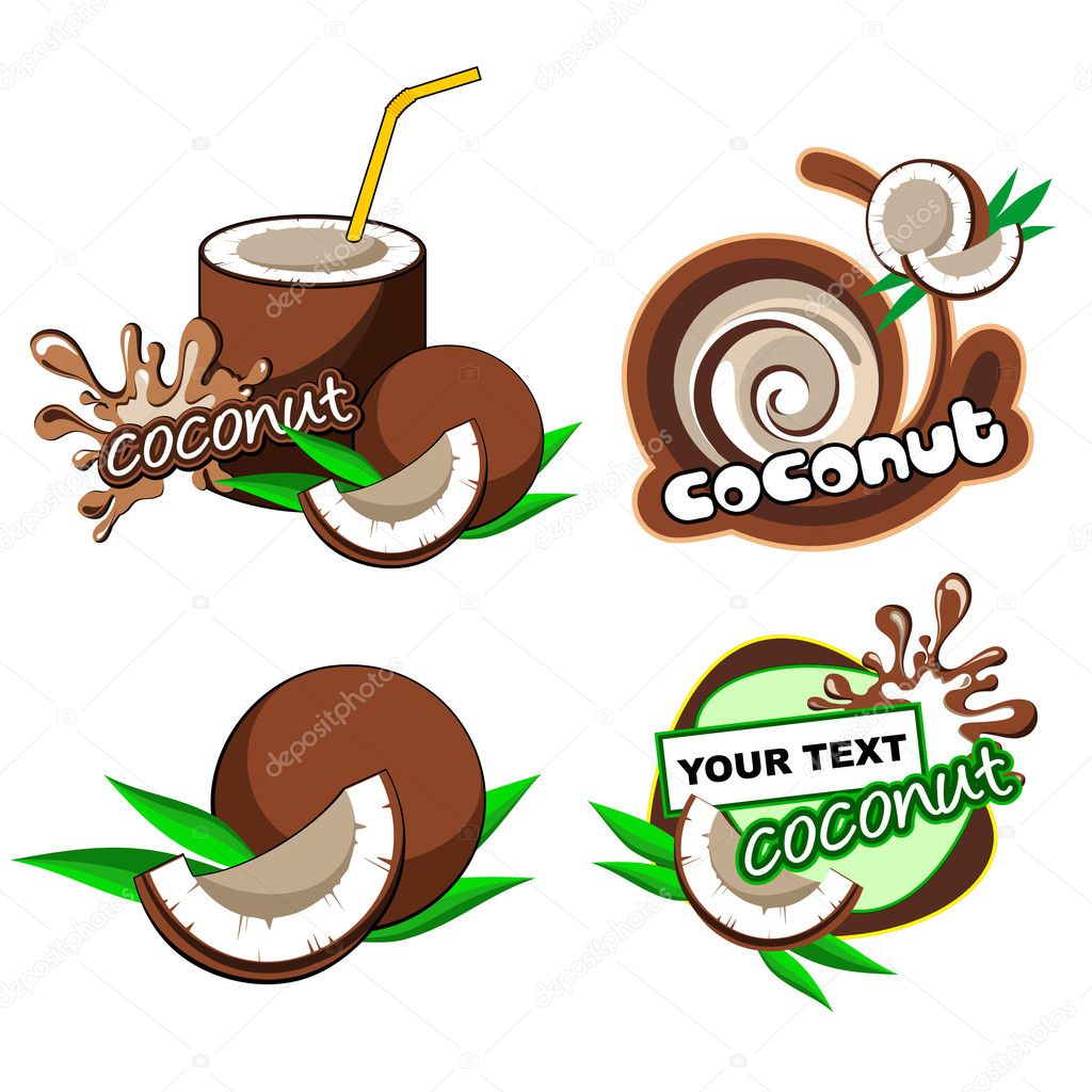 Set of labels with coconut Stock Vector Image by ©Loca #45227657