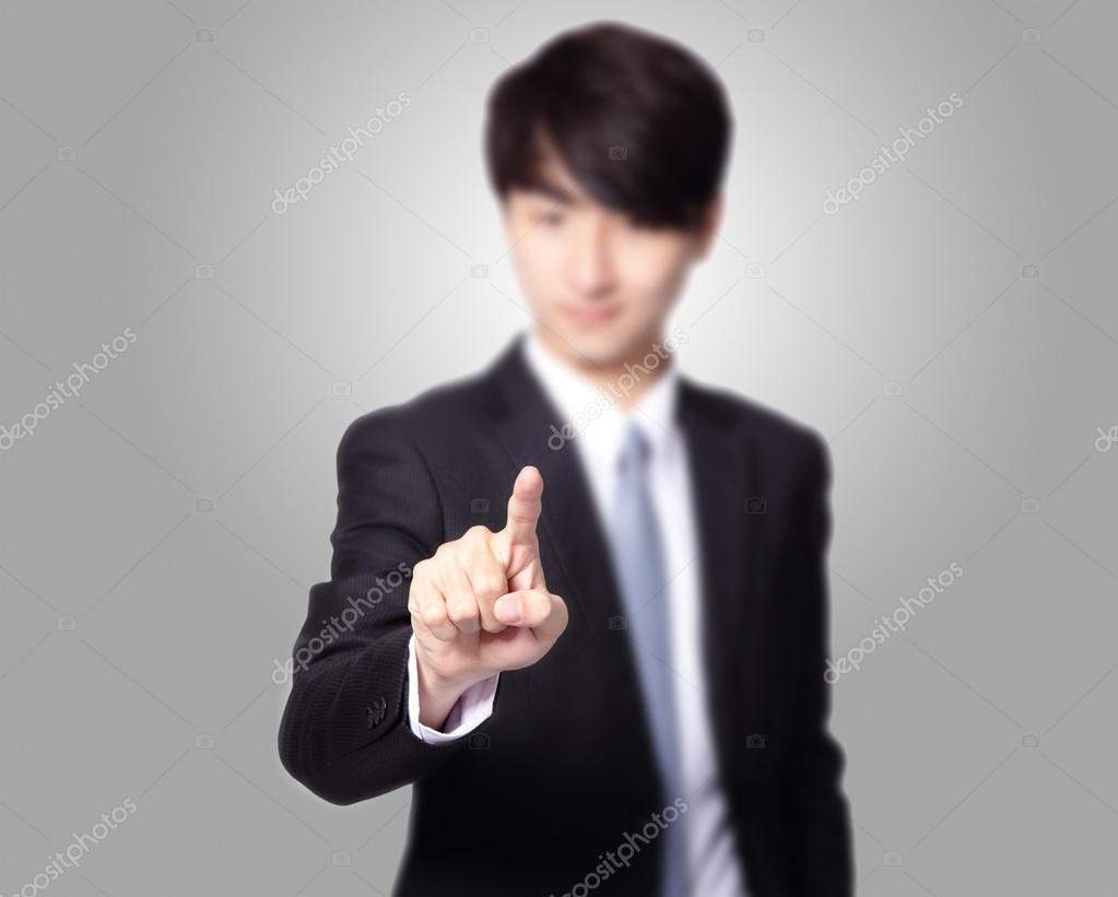 Man finger pushing touch screen interface Stock Photo by ©ryanking999 ...