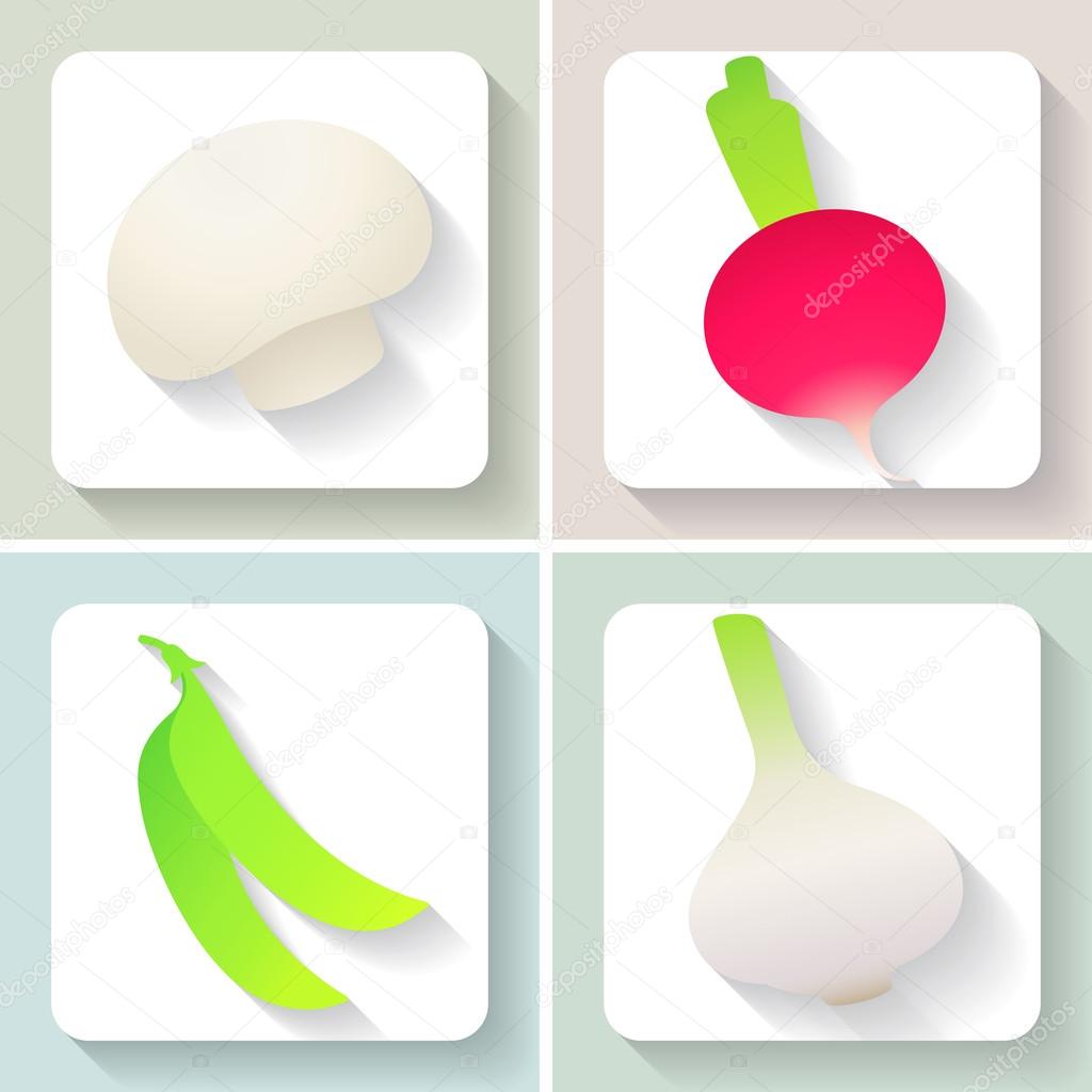 Set of flat design vegetable icons. Vector illustration. Stock Vector ...