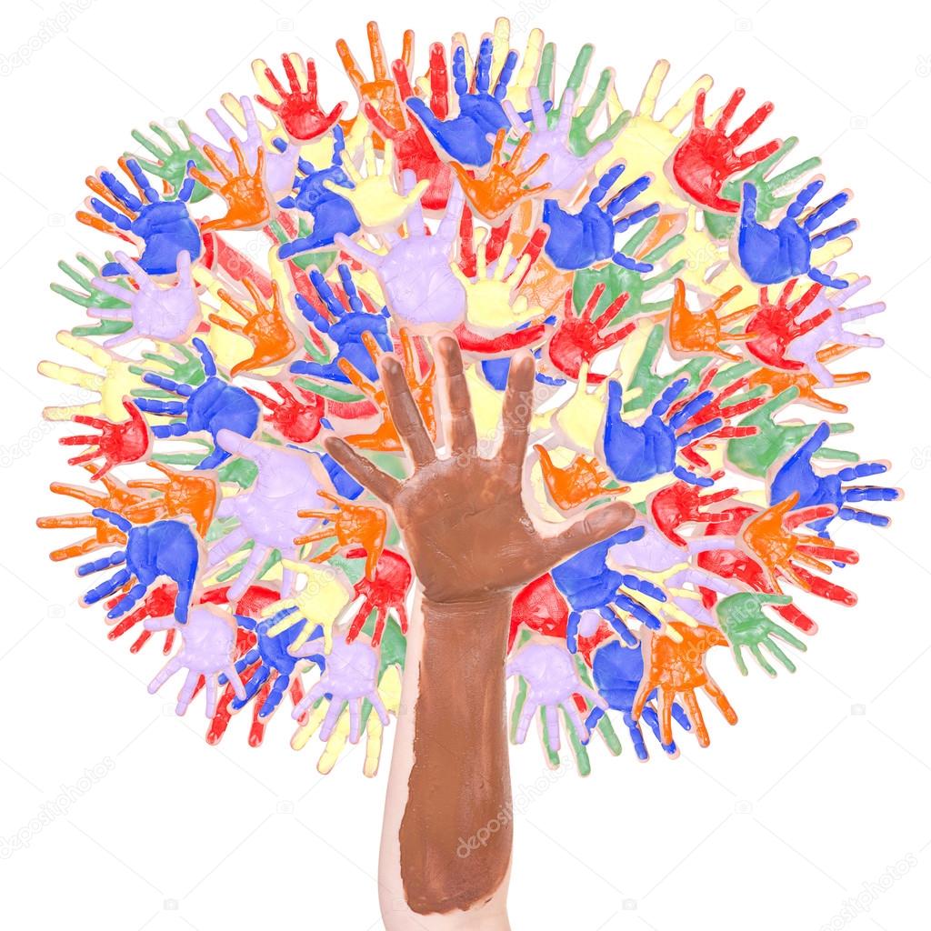 Tree made of childrens hands — Stock Photo © sjhuls #23642773