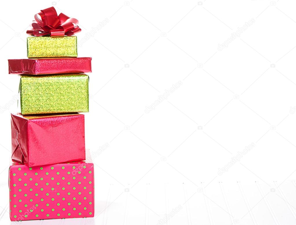 Christmas presents stacked ⬇ Stock Photo, Image by © sjhuls #34902661