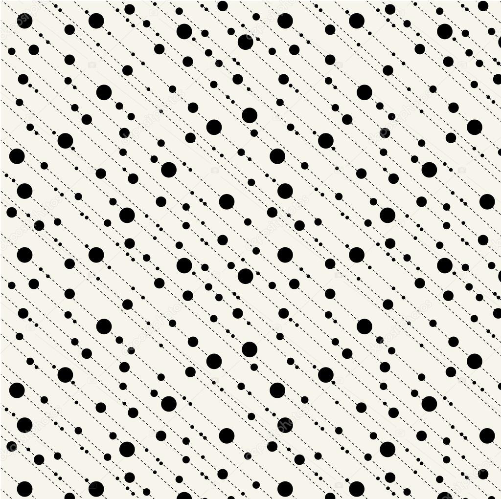 Diagonal Dots And Dashes Seamless Pattern In Black — Stock Vector