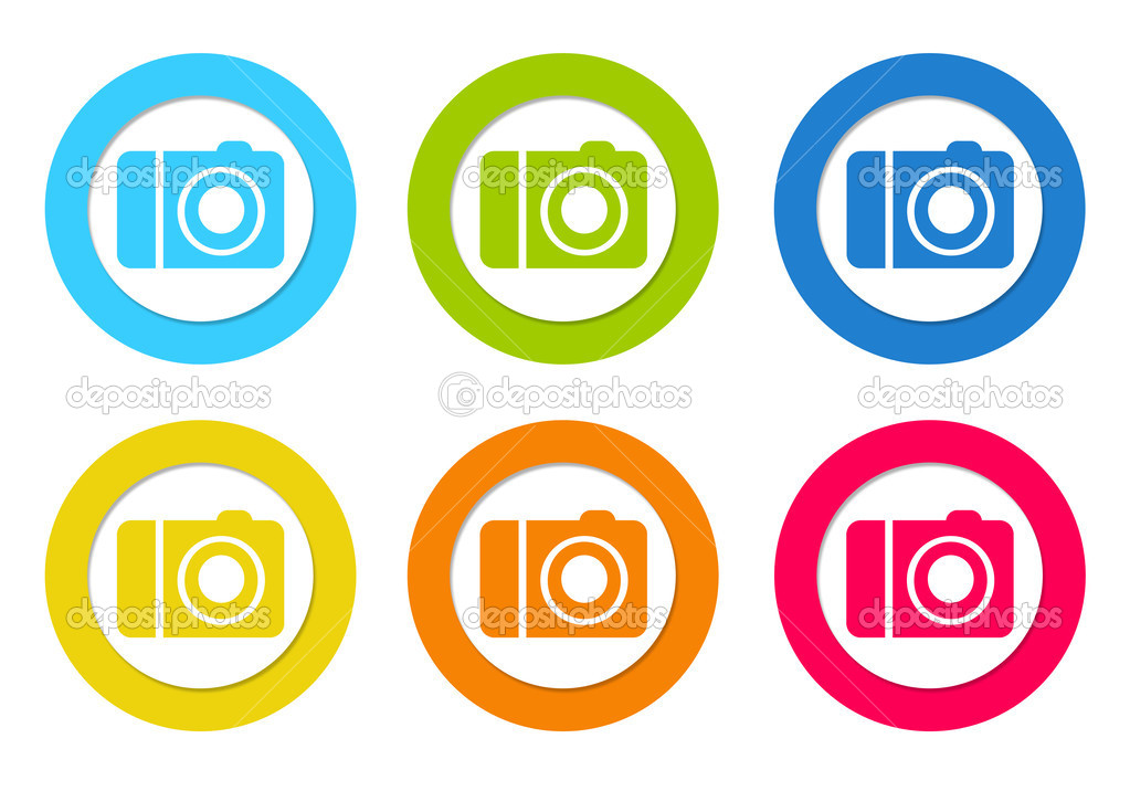 Colorful icons with camera symbol — Stock Photo © miff32 #44042299